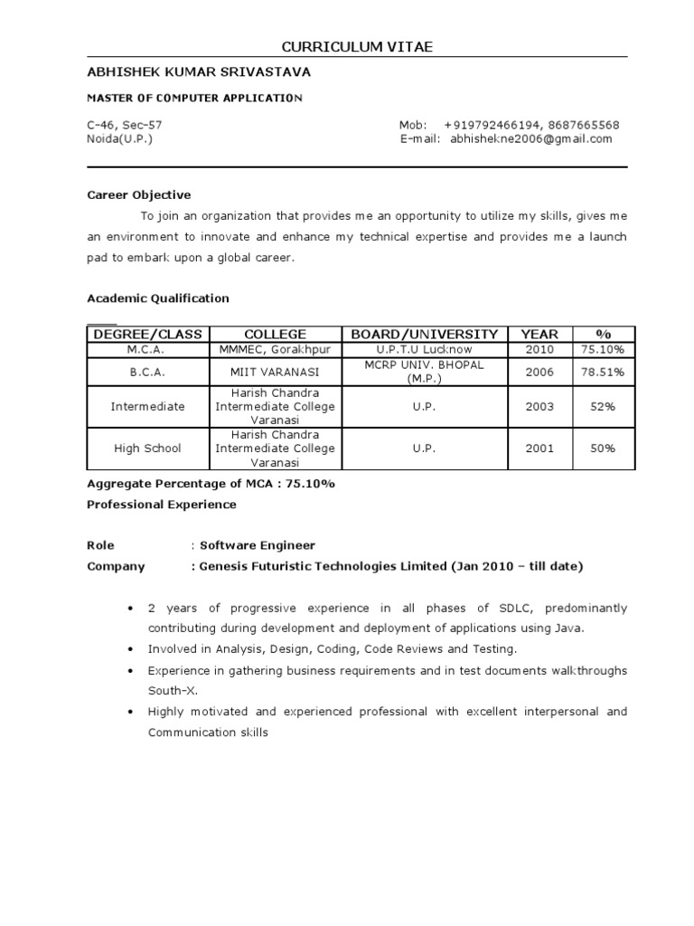 Abhishek Kumar Srivastava: Curriculum Vitae | PDF | Databases | Software