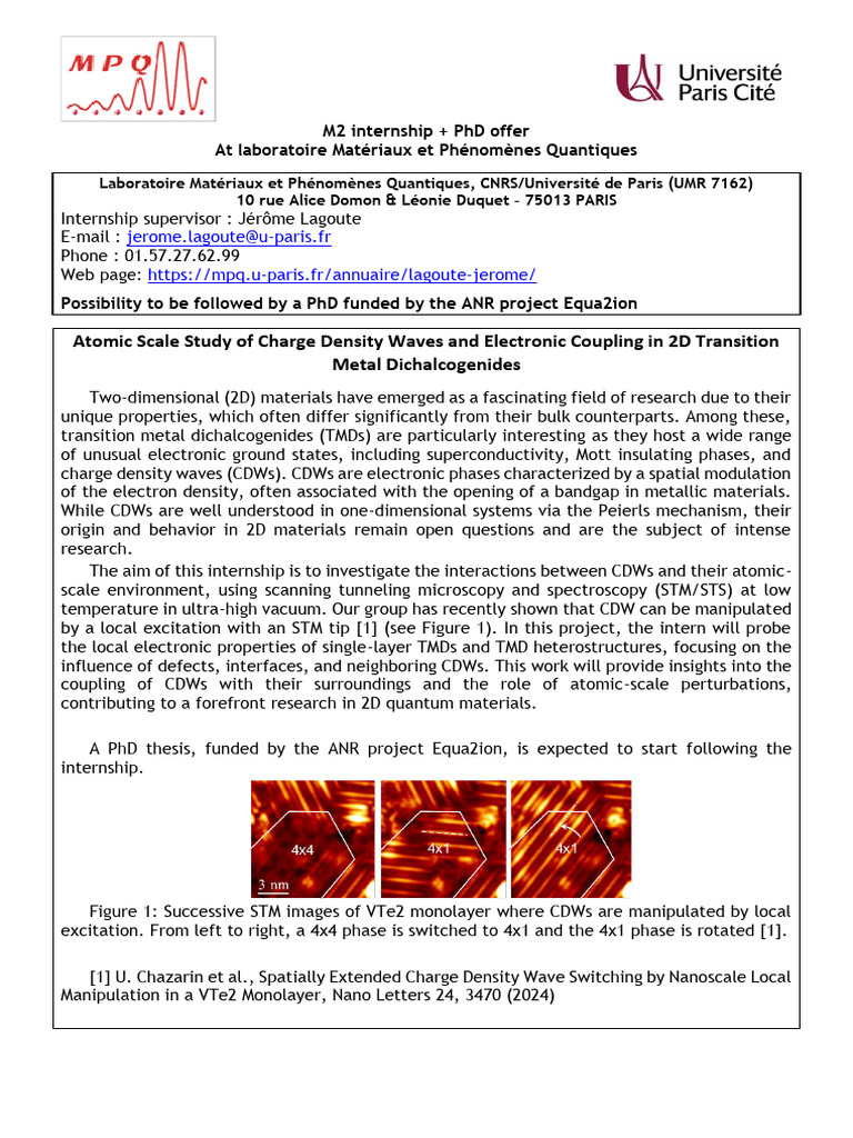 M2 Internship MPQ-Lagoute | PDF | Scanning Tunneling Microscope ...