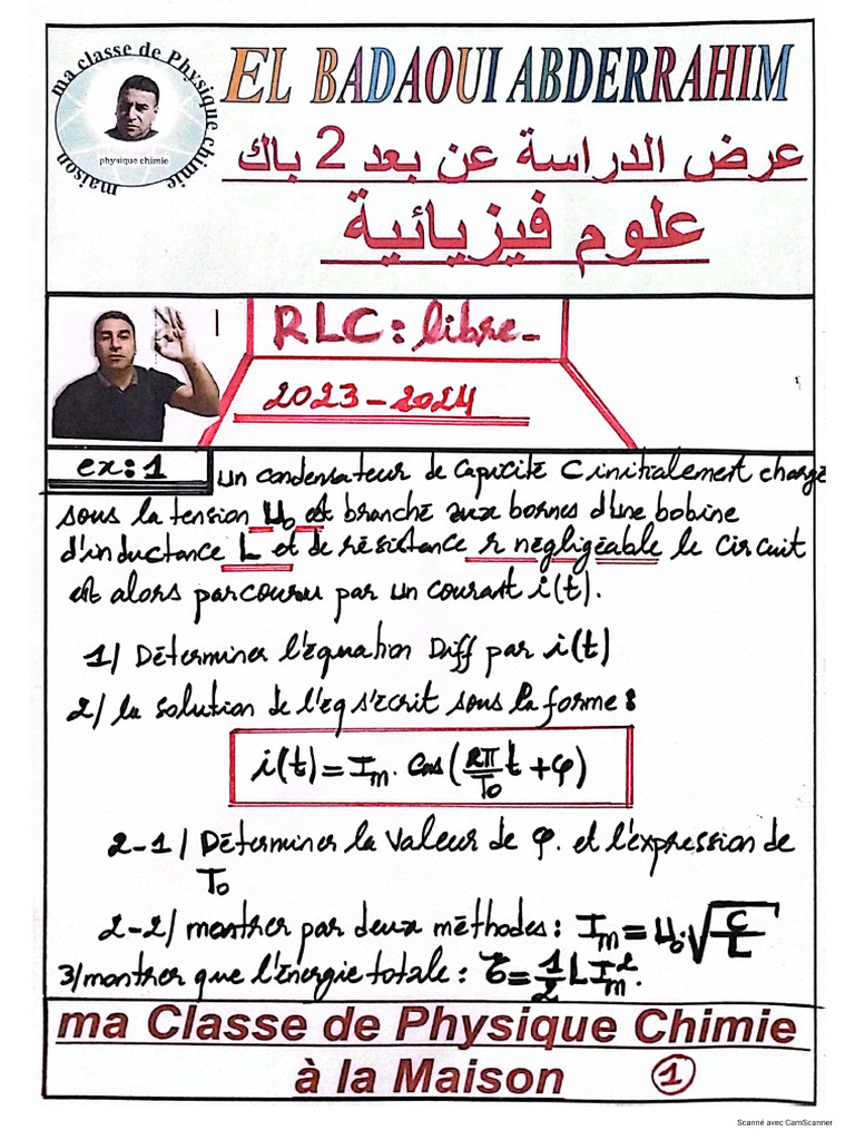 Exercice de RLc Libre Deuxième Bac Pc Prof El Badaoui | PDF