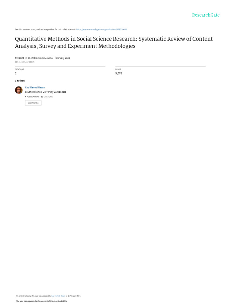 Quantitative Research Methods | PDF | Survey Methodology | Quantitative Research