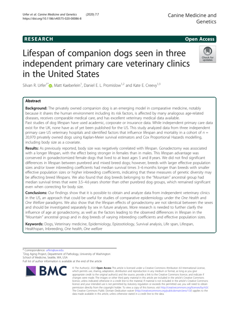 Lifespan Study of US Companion Dogs | PDF | Dog Breeds | Dogs