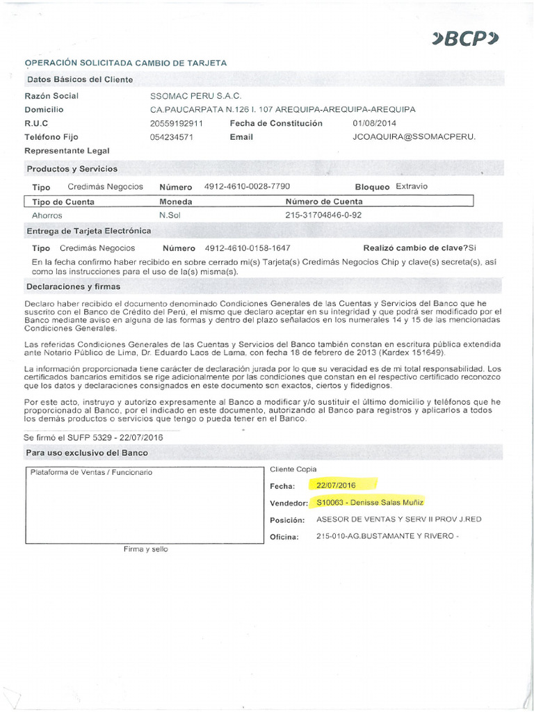 Cuenta Bcp - Ssomac Peru | PDF