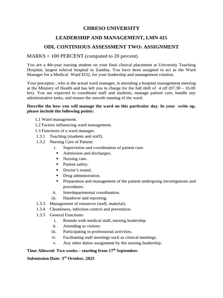 Ward Management in Nursing Practice | PDF