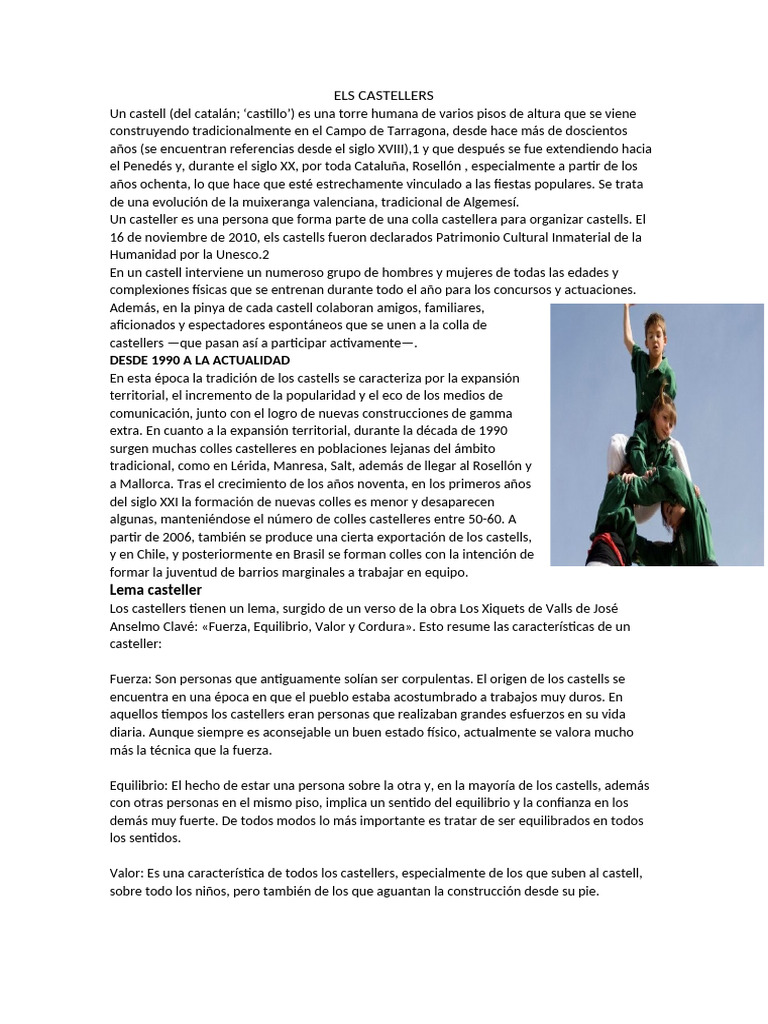 Els Castellers | PDF | Folklore Español