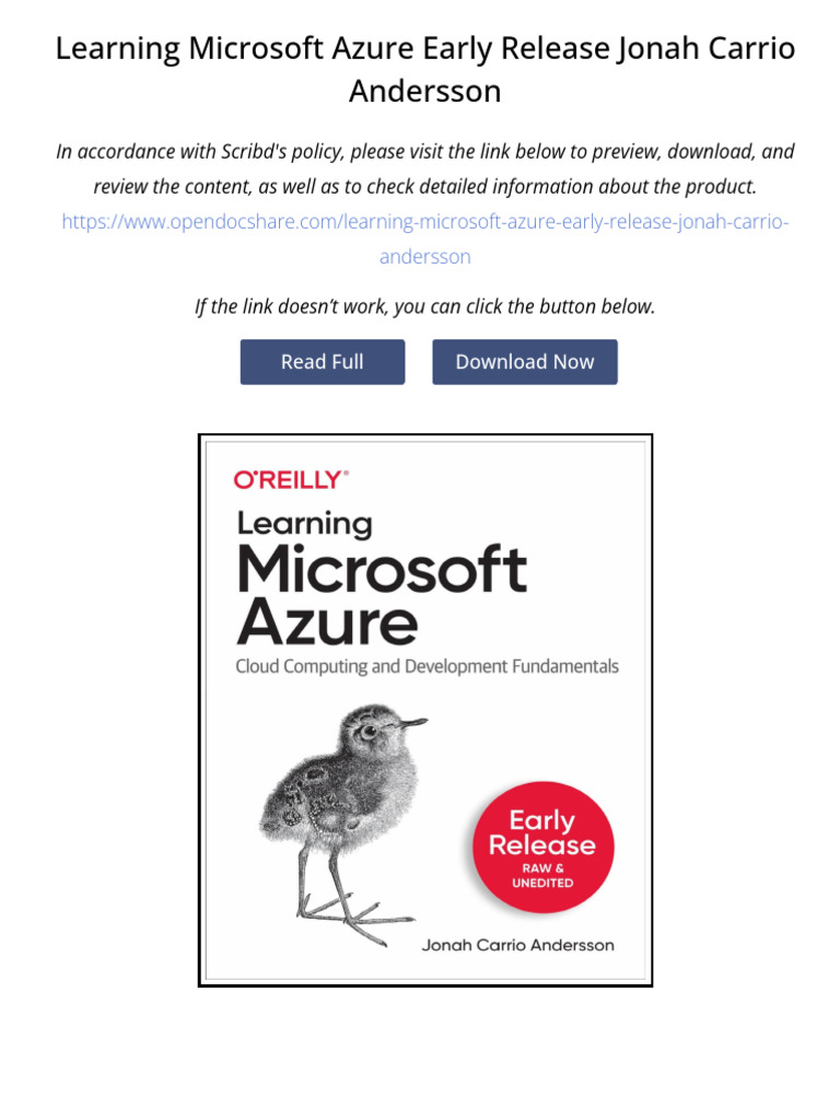 Learning Microsoft Azure Early Release Jonah Carrio Andersson | PDF | Cloud Computing ...