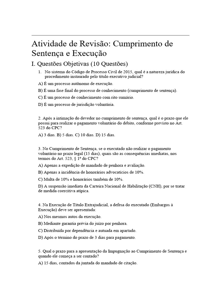 Atividade Revisao Execucao 251127 154232 | PDF | Sentença (jurídico ...