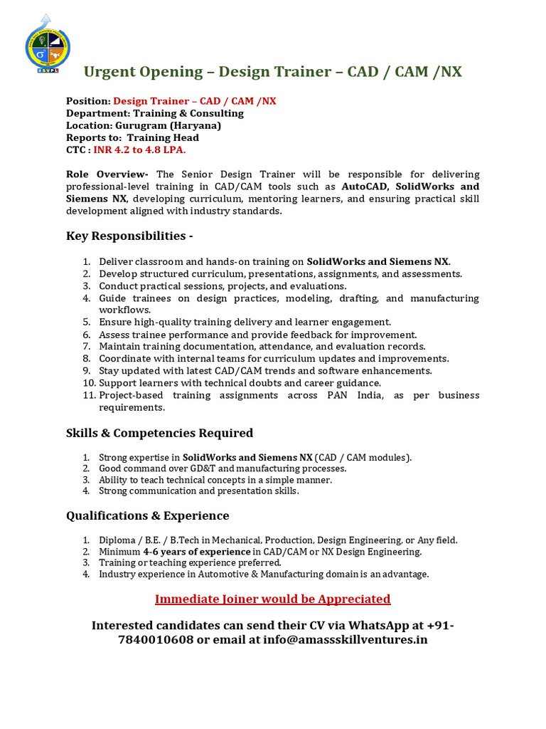 Job Description-Design Trainer | PDF