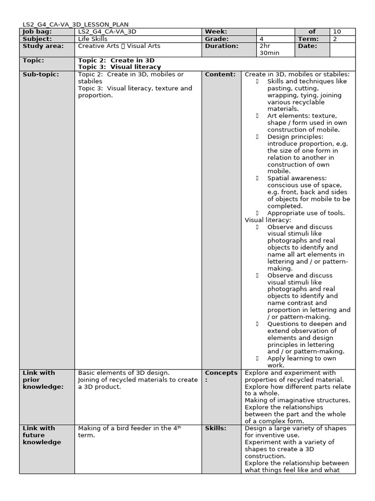 Ls2 g4 CA-Va 3d Lesson Plan | PDF | Learning | Literacy
