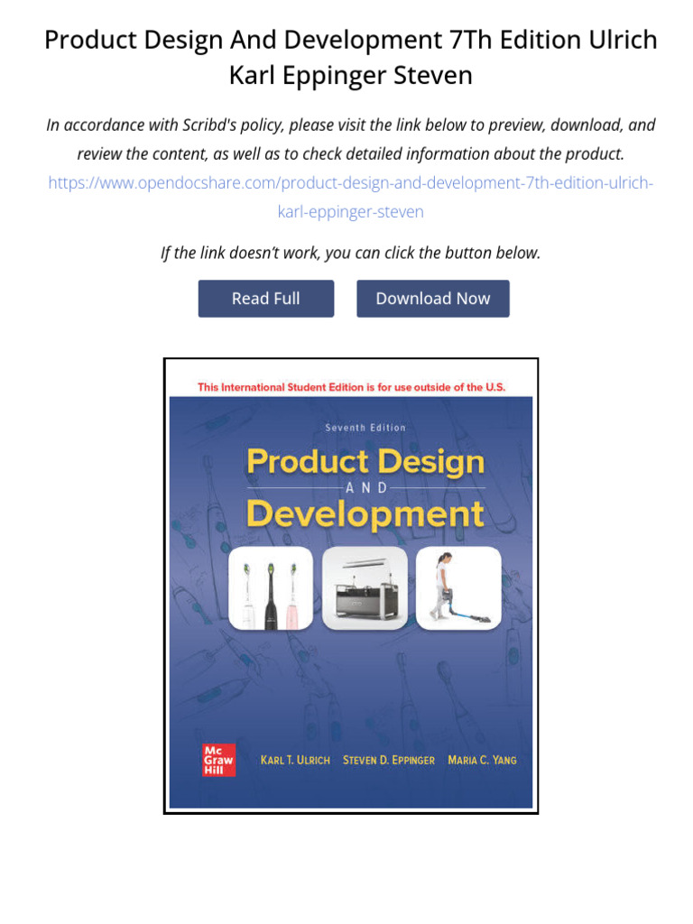 Product Design and Development 7th Edition Ulrich Karl Eppinger Steven ...