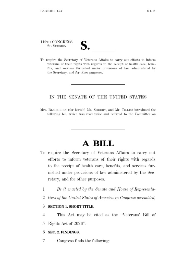 Veterans' Bill of Rights Act 2026 | PDF | United States Department Of ...