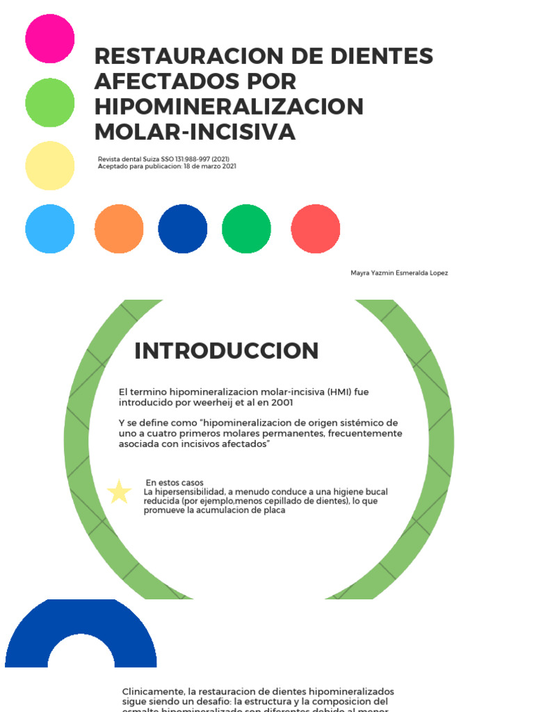 Tramiento Restaurativo para Pacientes Con HMI | PDF | Esmalte de ...
