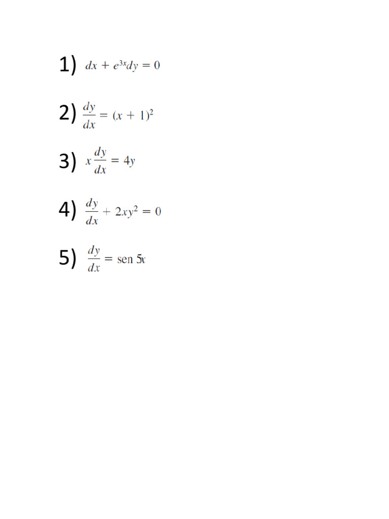 Ejercicios EDO Separables (1) | PDF