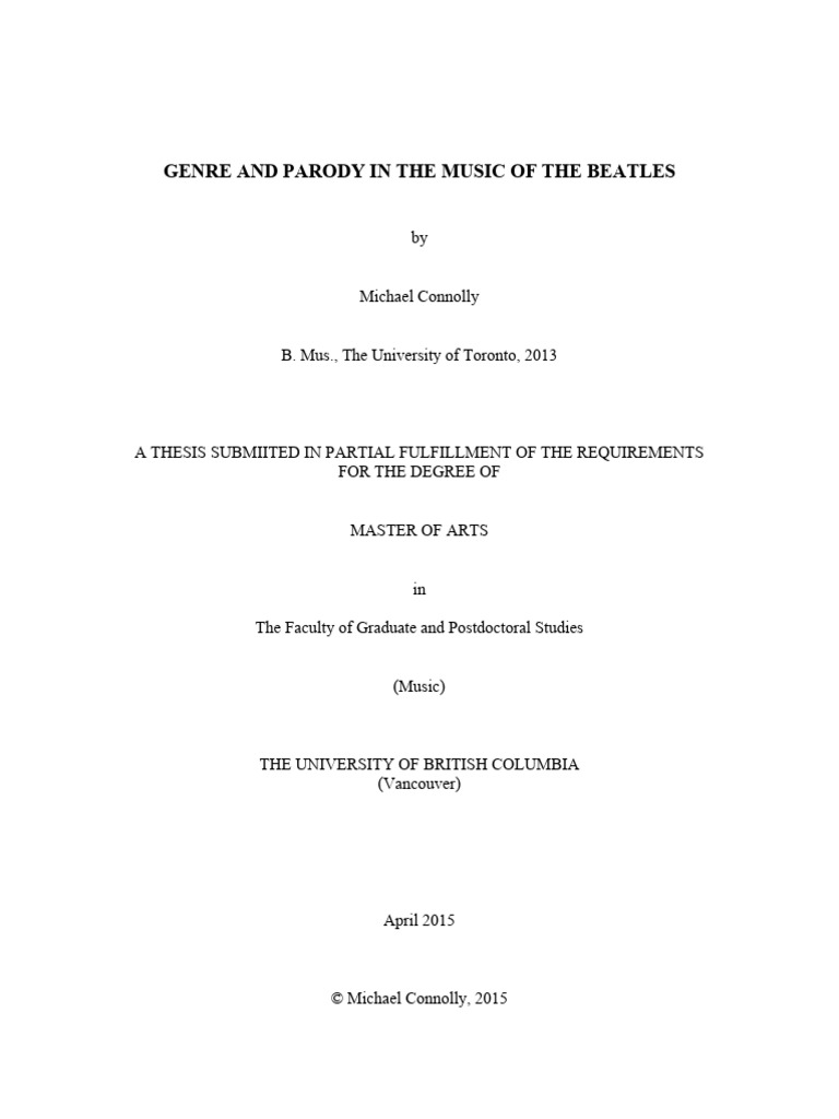 Ubc 2015 May Connolly Michael.pdf | PDF | Parody | Intertextuality