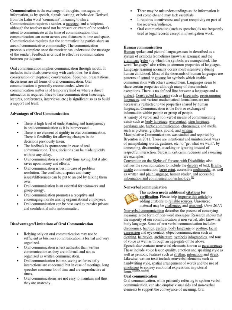 Oral Communication | PDF | Interpersonal Communication | Nonverbal ...