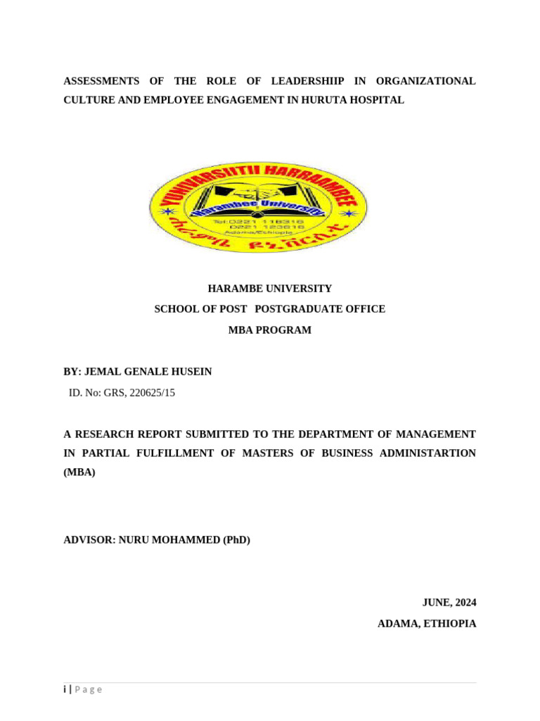 Jemal Final MBA Thesis Submission | PDF | Leadership | Transformational ...