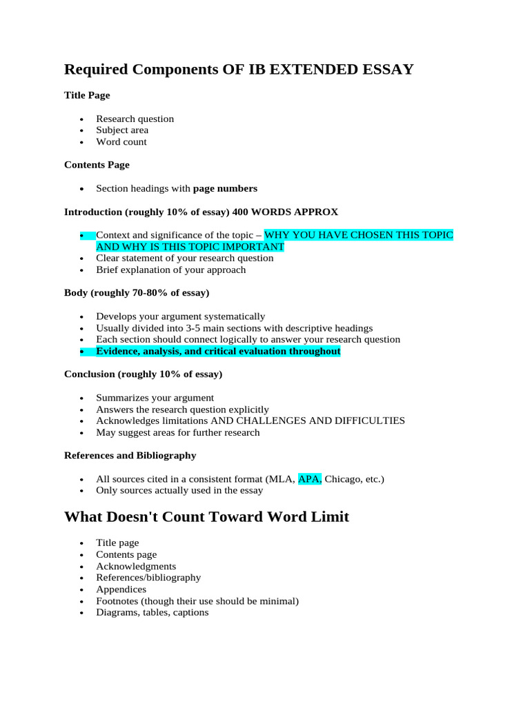IB Extended Essay Structure Guide | PDF