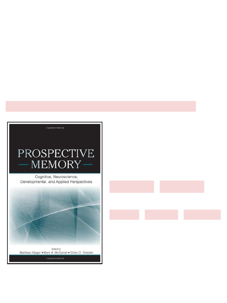 (Ebook) Prospective Memory: Cognitive, Neuroscience, Developmental, and ...