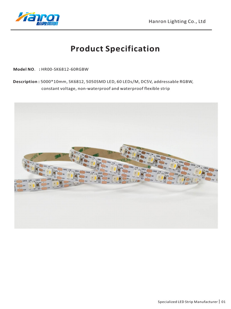 SK6812 RGBW LED Strip Specifications | PDF | Light Emitting Diode ...