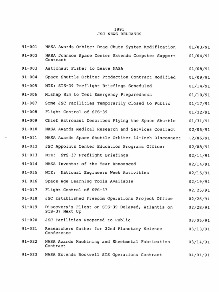 NASA: 83143main 1991 | PDF | Flight Controller | Space Shuttle