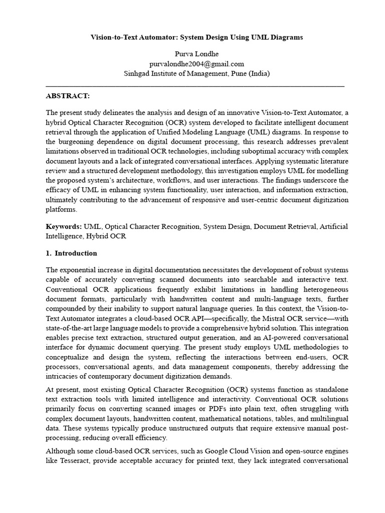 Vision-to-Text Automator System Design | PDF | Optical Character ...