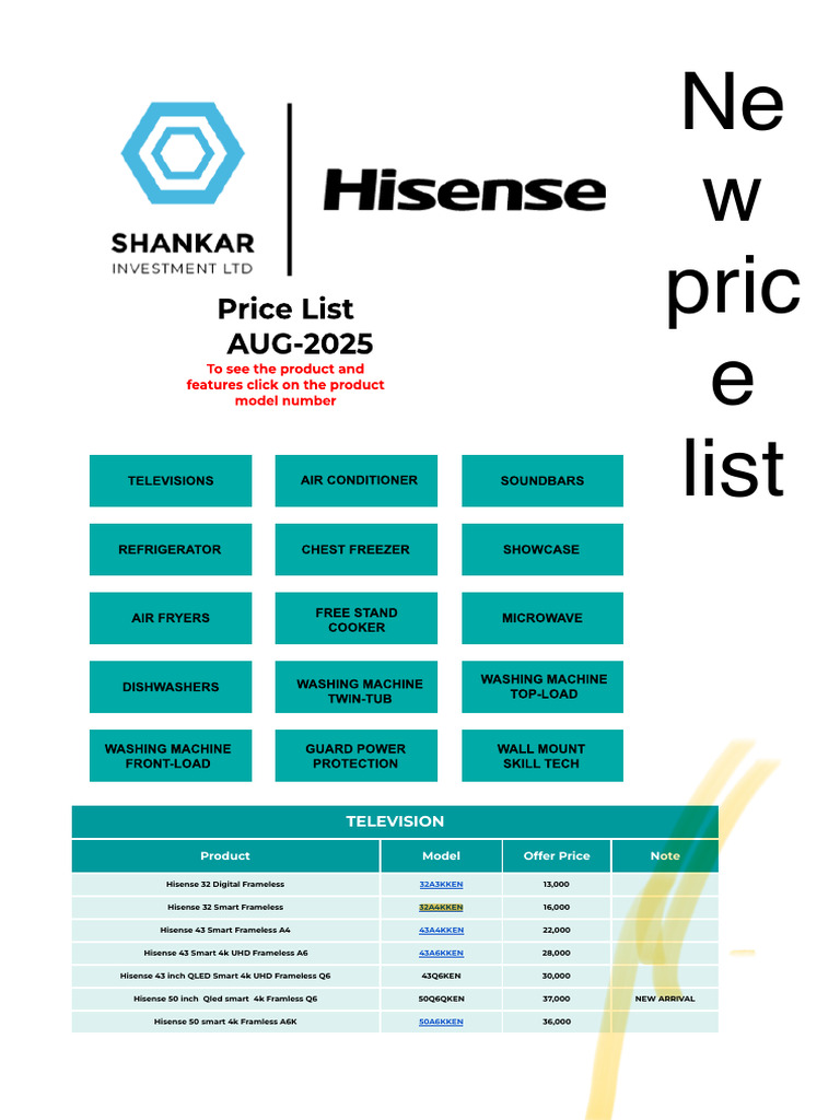 Hisense New Price List 01825 | PDF | Refrigerator | Washing Machine