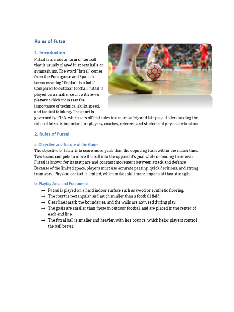 Rules of Futsal Aziza El Hayrache | PDF | Association Football | Sports