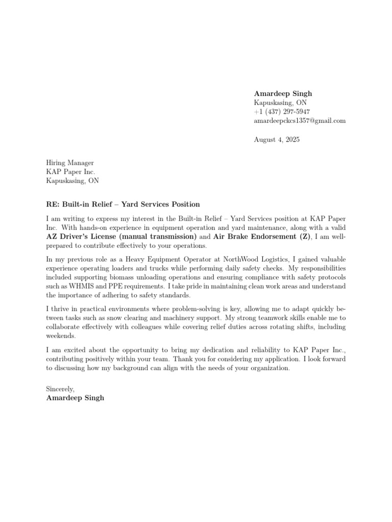 Application for Yard Services Position | PDF