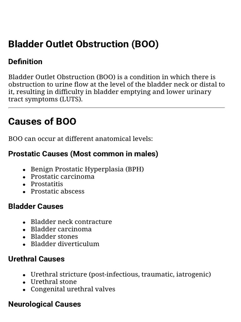 Bladder Outlet obstruction | PDF | Urinary Incontinence | Prostate