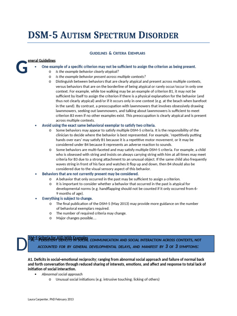 DSM-5(ASD.Guidelines) | PDF | Nonverbal Communication | Autism