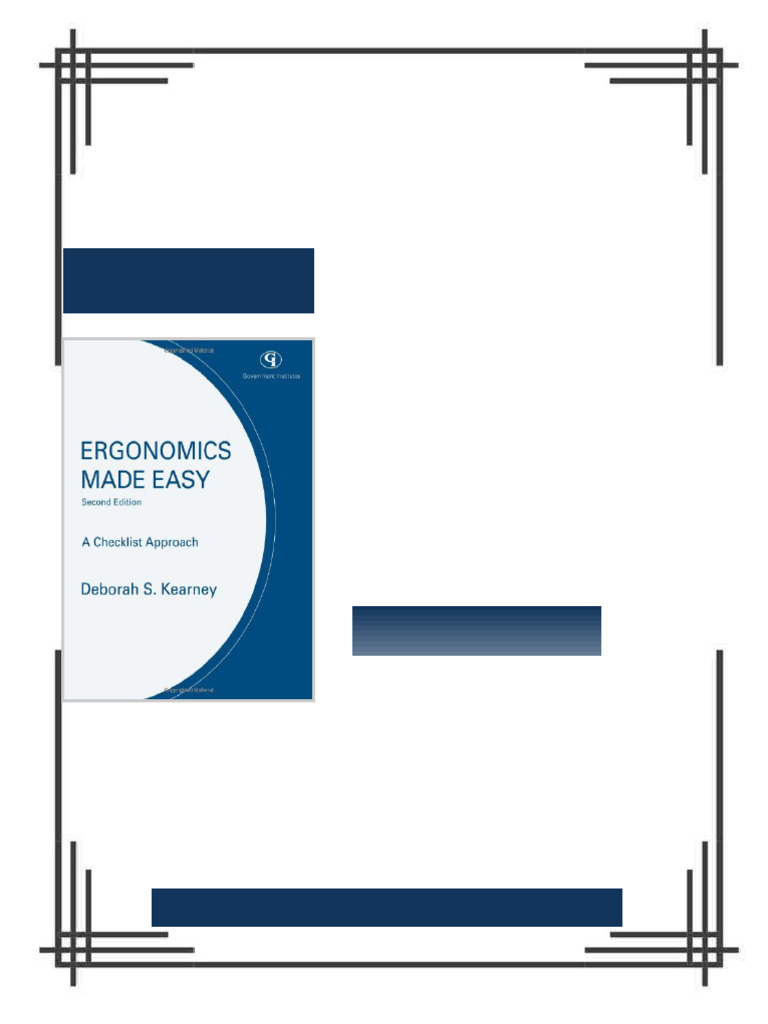 Ergonomics Made Easy A Checklist Approach 2nd Edition Deborah Kearney ...
