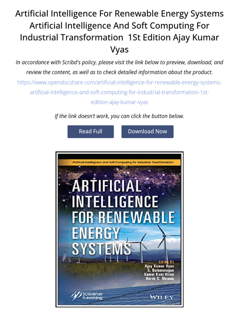 Artificial Intelligence for Renewable Energy Systems Artificial Intelligence and Soft Computing ...