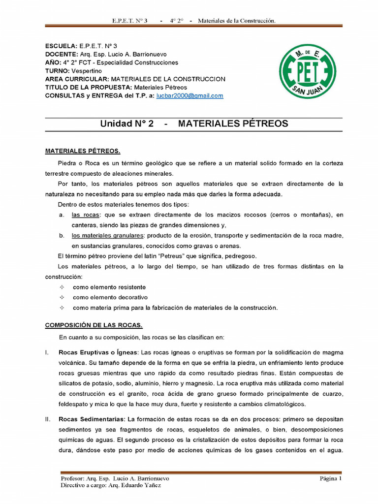 a). Materiales pétreos. | PDF