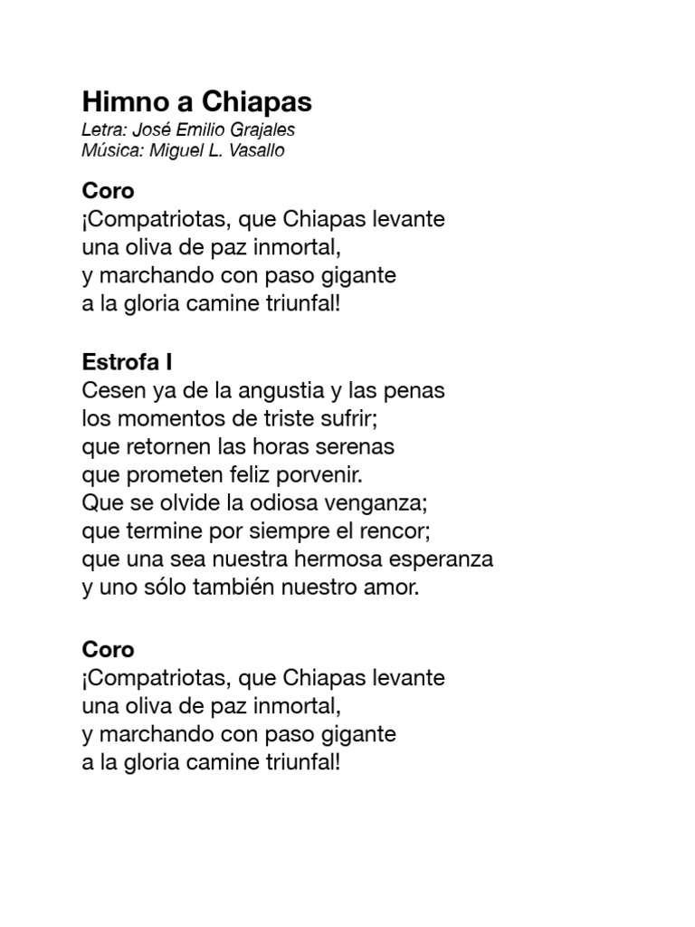 Himno a Chiapas y Nacional Mexicano | PDF