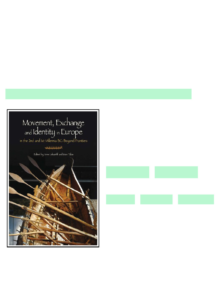 Movement Exchange And Identity In Europe In The 2nd And 1st Millennia ...