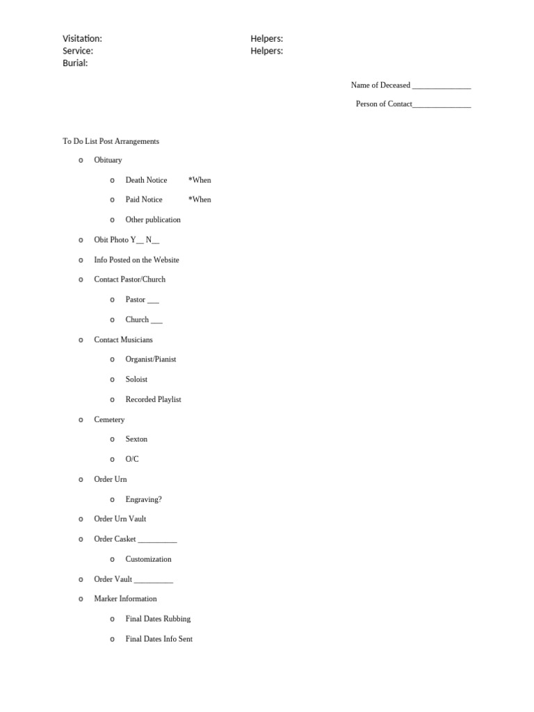 To DO List (Arrangments) | PDF