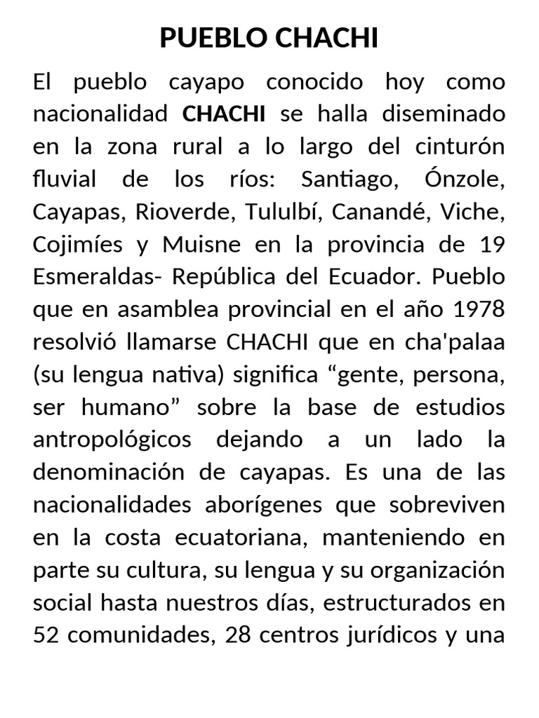 Pueblo Chachi | PDF