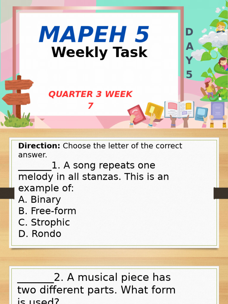 PPT-MAPEH-5-Q3-W7-Day 5- QUIZ | PDF