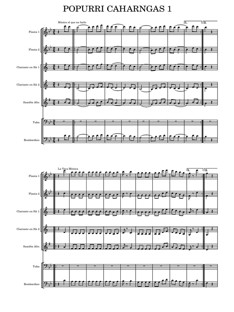 Popurri Charanga 1 Guion | PDF | Aerophones | Musical Instruments