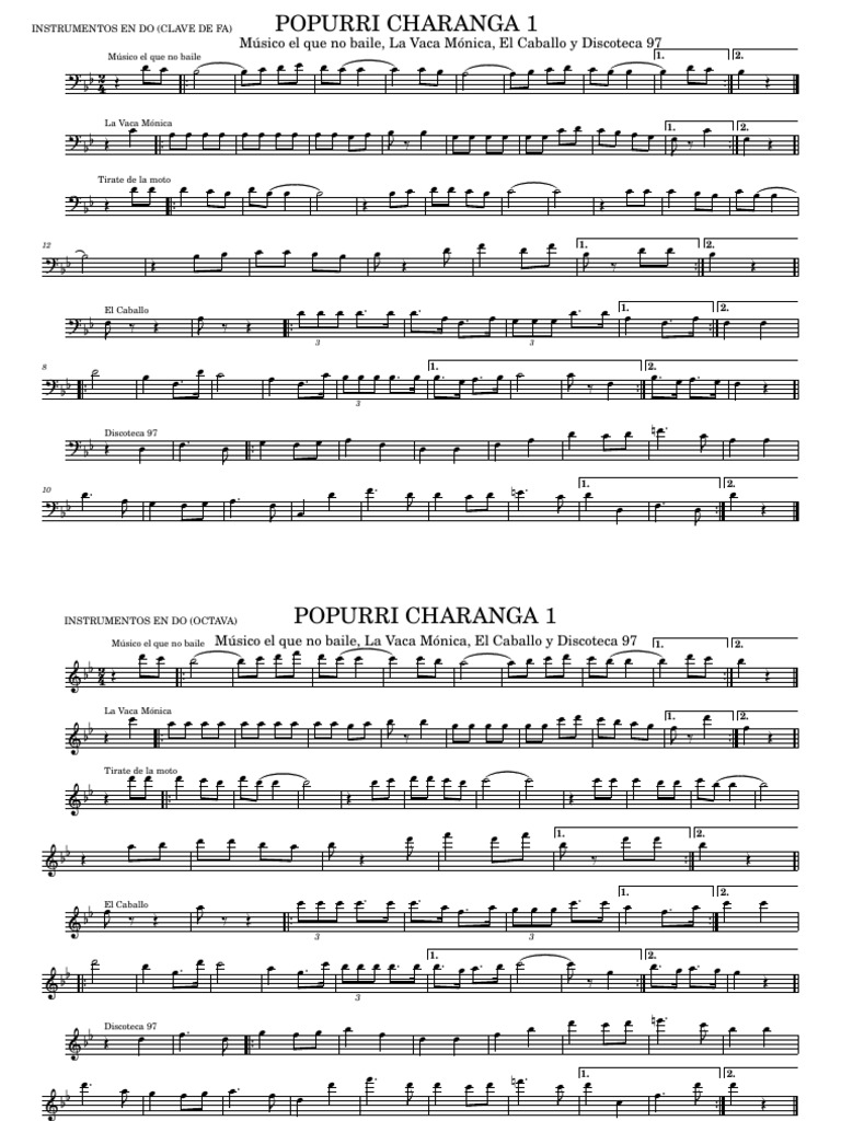 Instrumentos en Do: Popurrí Charanga | PDF