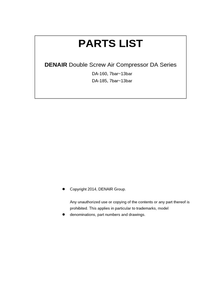 Parts List DA-160~185´+ê0.7~1.3MPa´+ë | PDF | Mechanical Engineering ...