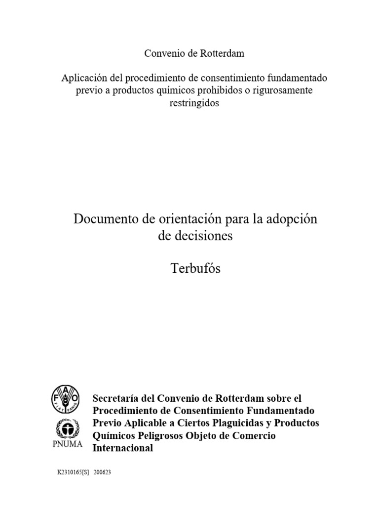 Unep Fao Rc Dgd Guid Terbufos 2023.Sp | PDF | Pesticida | Producto (Química)