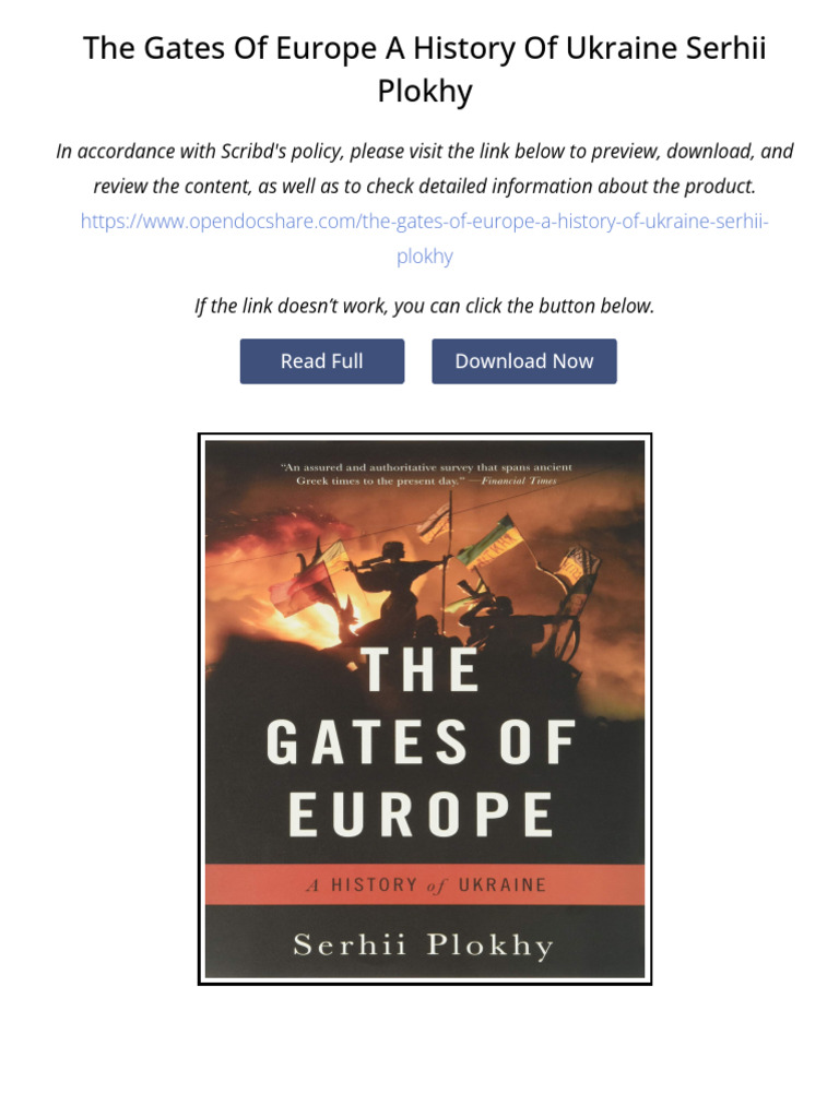 The Gates of Europe A History of Ukraine Serhii Plokhy | PDF | Hachette ...