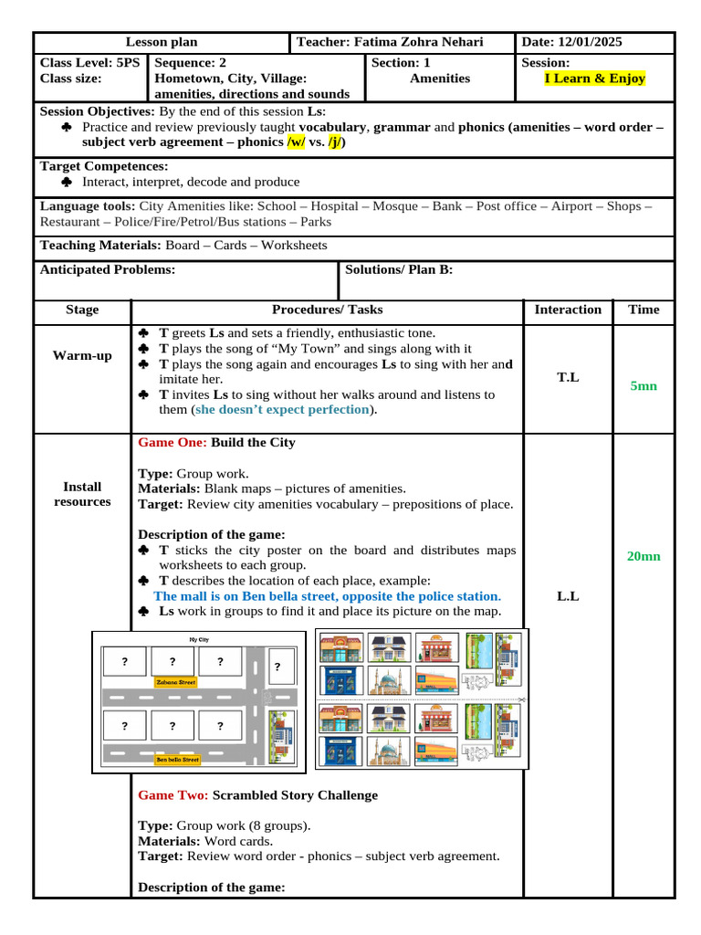 6 I Learn and Enjoy Lesson Plan - IngliziSaghir - Copie | PDF | Phonics ...