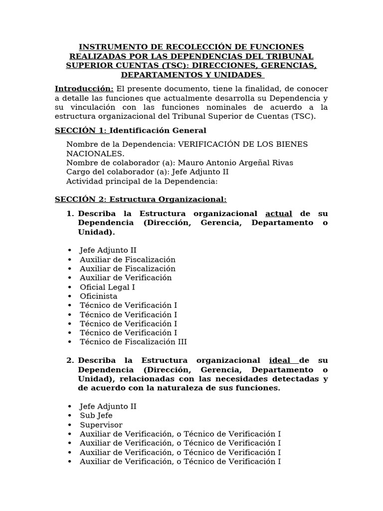 Estructura y Funciones Por Dependencia Del TSC_ (002) | PDF