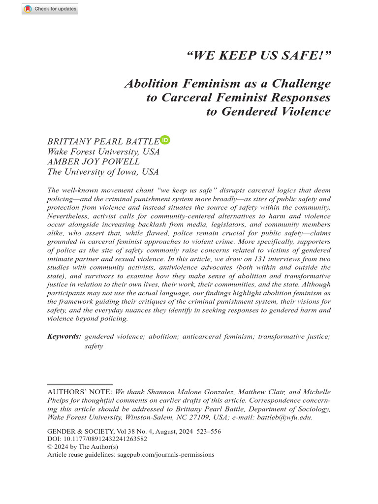 Abolition Feminism | PDF | Gender Studies | Feminism