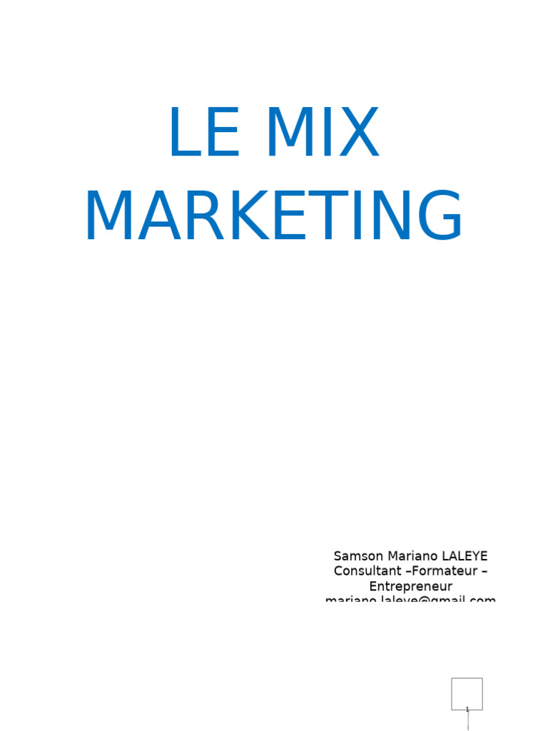 Comprendre le Mix Marketing en 4P | PDF | Commercialisation | Prix