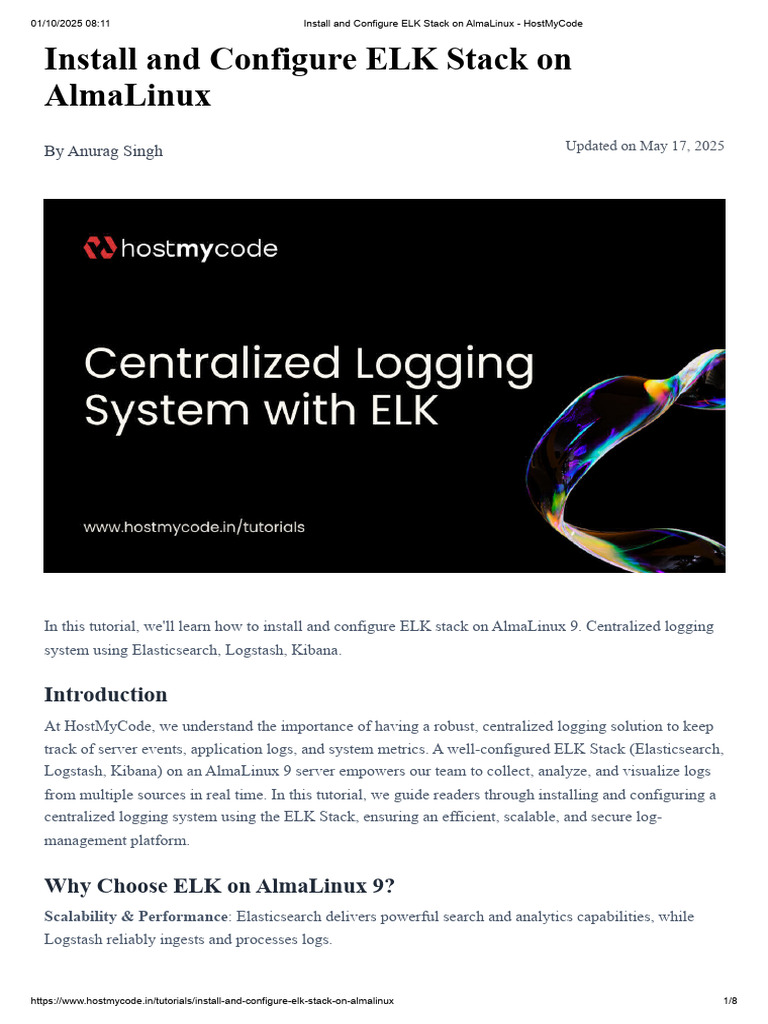 Install and Configure ELK Stack on AlmaLinux - HostMyCode | PDF | Java ...