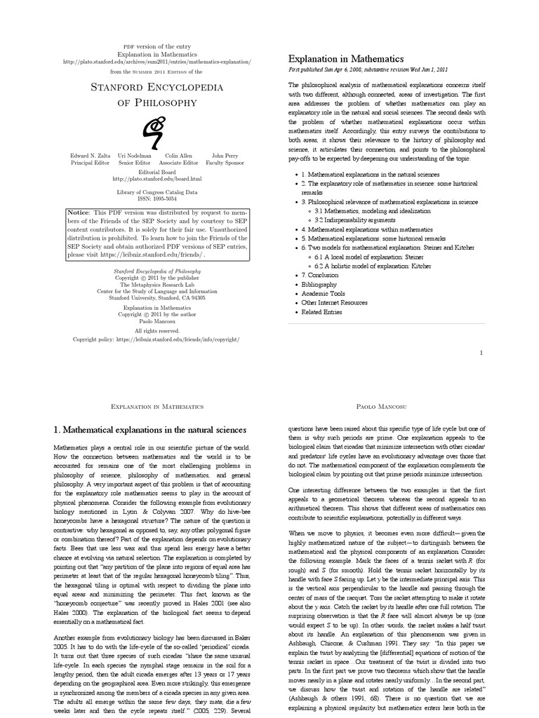 Explicação em Matemática | PDF | Mathematical Proof | Causality