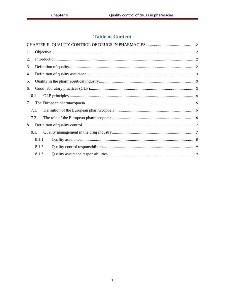 CHAPTER II Quality Control of Drugs in Pharmacies | PDF | Quality ...