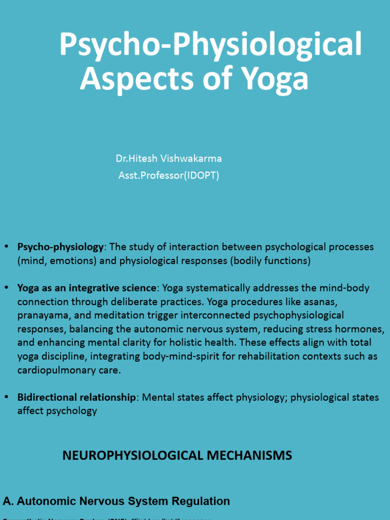 Psycho Physiological Aspects of Yoga Part 1.Pptx | PDF | Hypothalamic ...